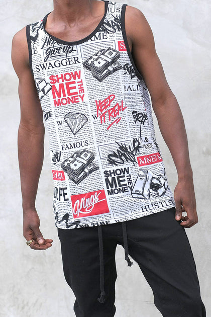 Men's Newspaper Print Graphic Tank Top – G-Style USA