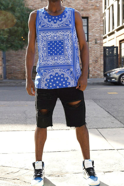 Men's Horizontal Solid Color Bandana Tank Top – G-Style USA