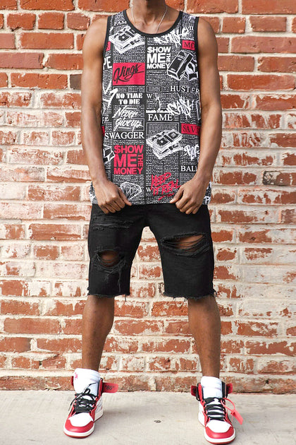 Men's Newspaper Print Graphic Tank Top – G-Style USA