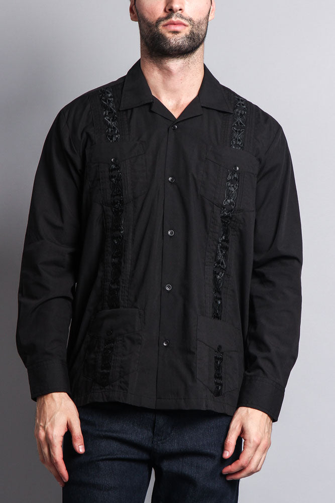 Men's Long Sleeve Cuban Style Guayabera Shirt – G-Style USA