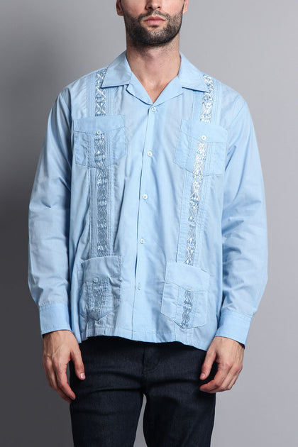 Men's Long Sleeve Cuban Style Guayabera Shirt – G-Style USA