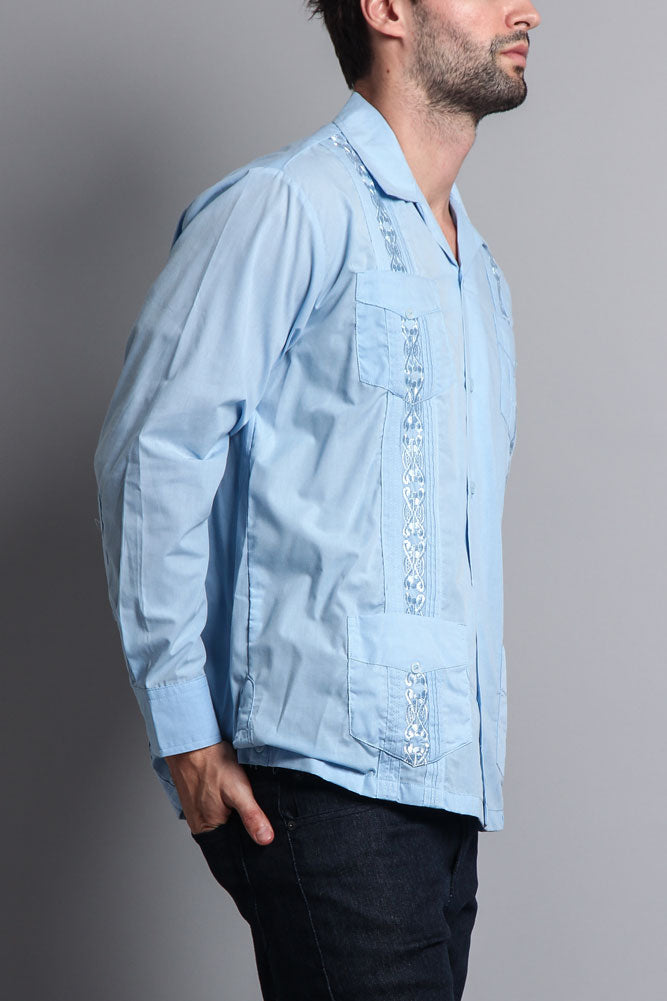 Men's Long Sleeve Cuban Style Guayabera Shirt – G-Style USA