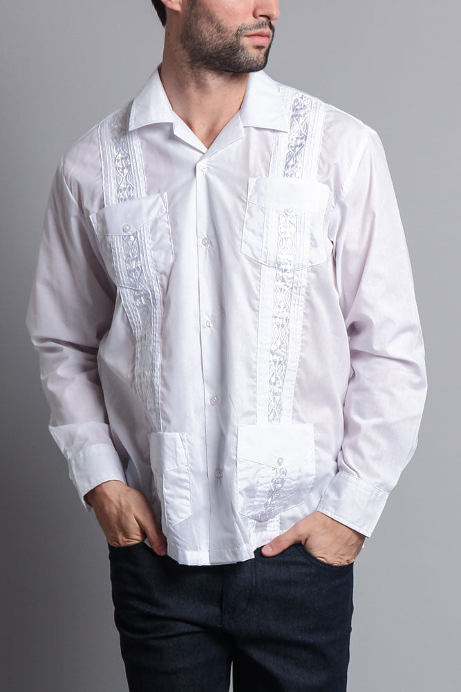 Men's Long Sleeve Cuban Style Guayabera Shirt – G-Style USA