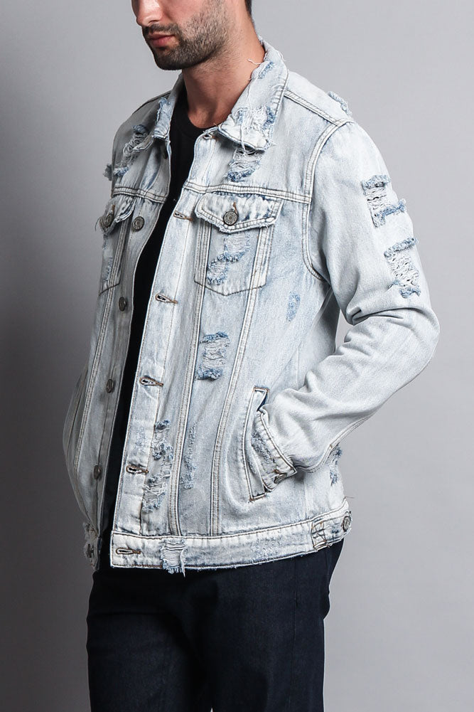 Distressed Faded Denim Jacket – G-Style USA