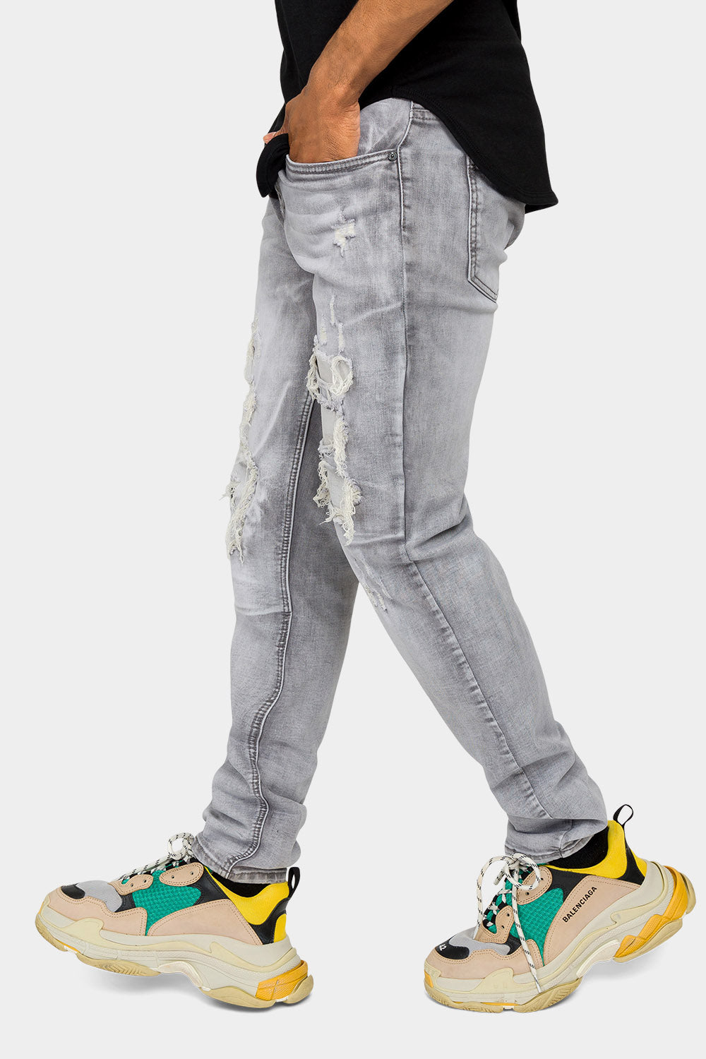 Faded Ripped Repair Denim Jeans – G-Style USA
