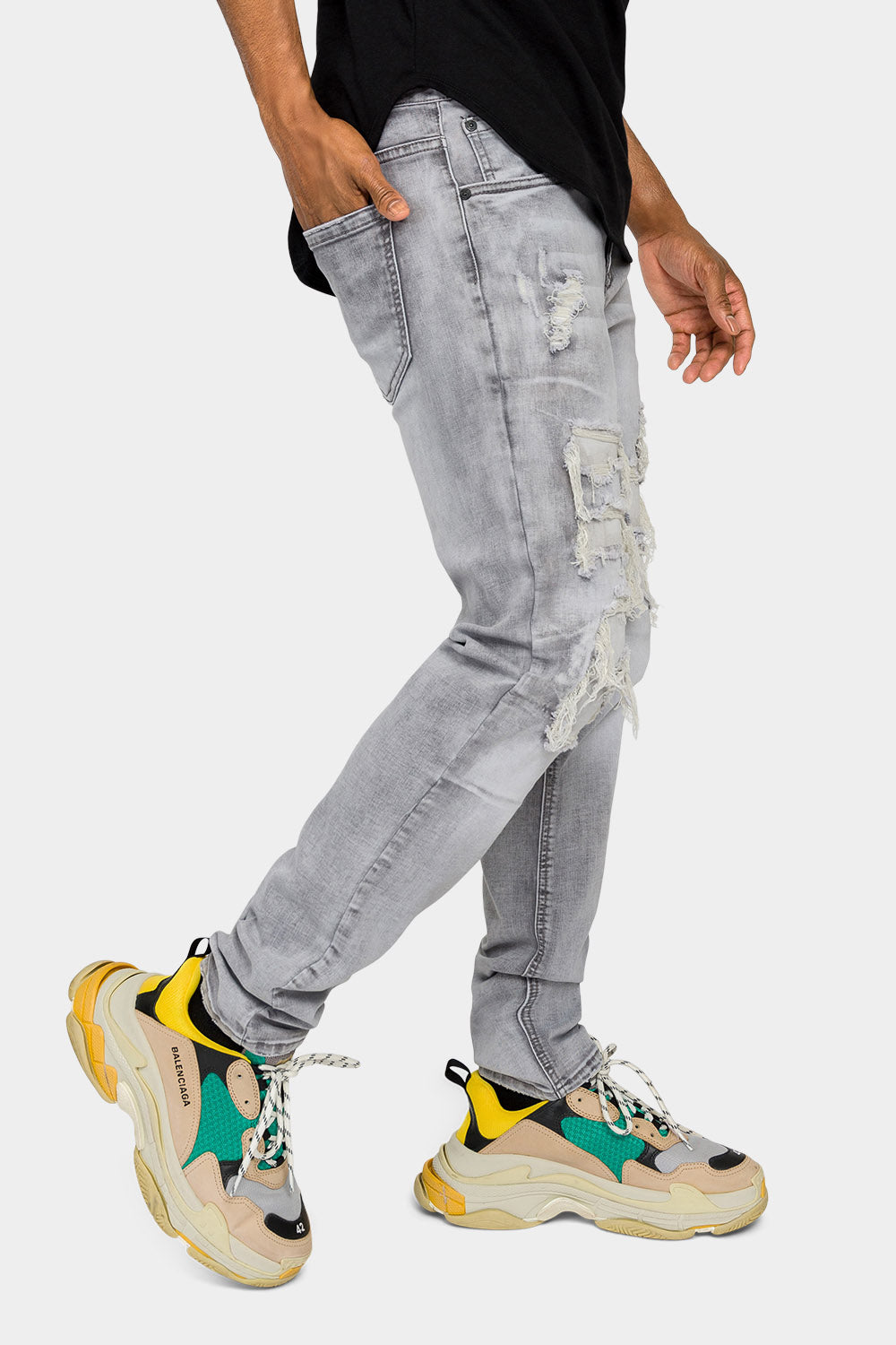 Faded Ripped Repair Denim Jeans – G-Style USA