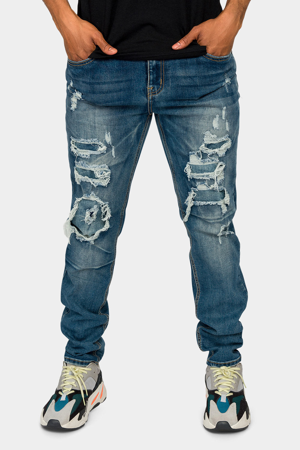Faded Ripped Repair Denim Jeans – G-Style USA