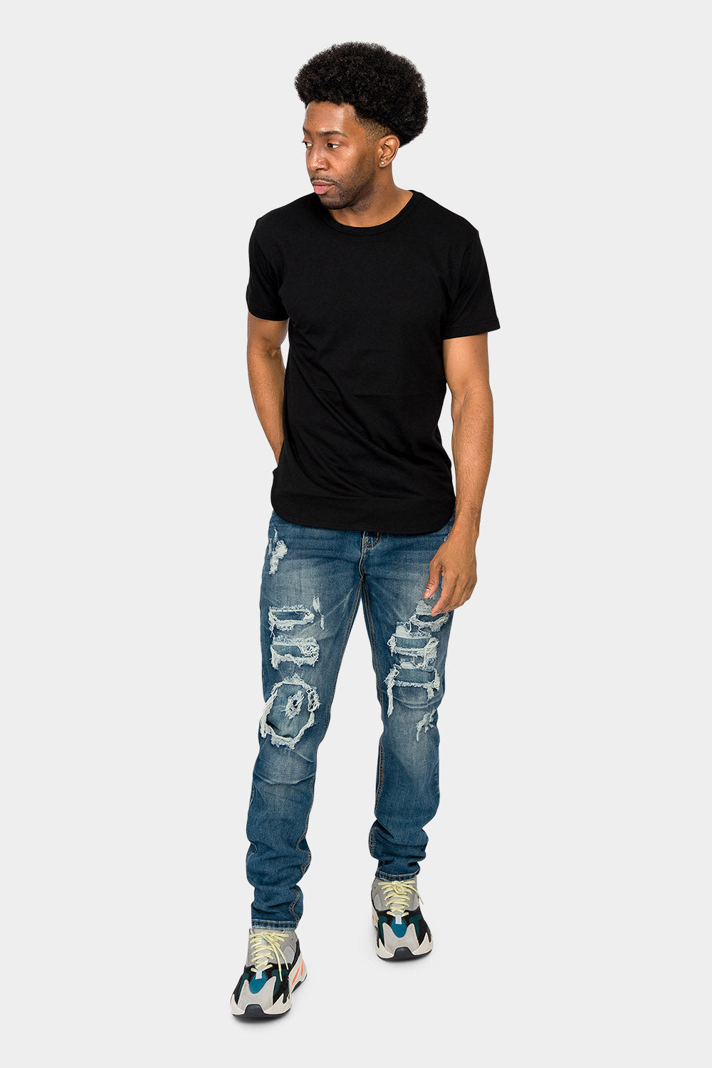 Faded Ripped Repair Denim Jeans – G-Style USA
