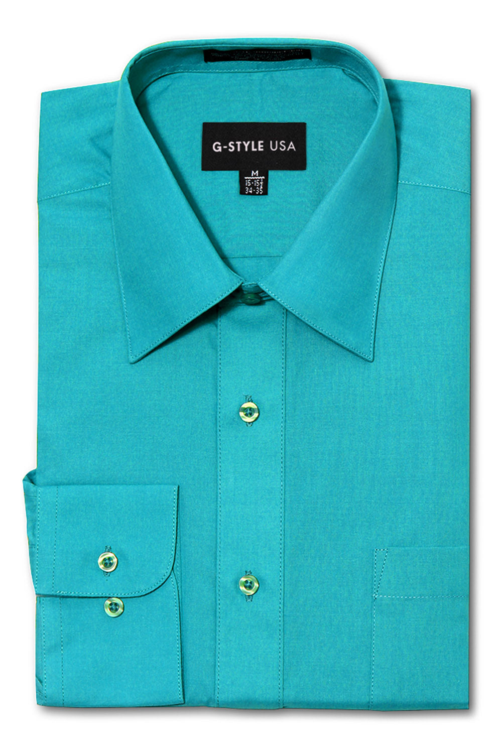Men's Basic Solid Color Button Up Dress Shirt (Turquoise) – G-Style USA