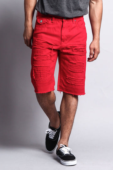 Distressed Colored Denim Shorts DS431 - GStyleUSA.com