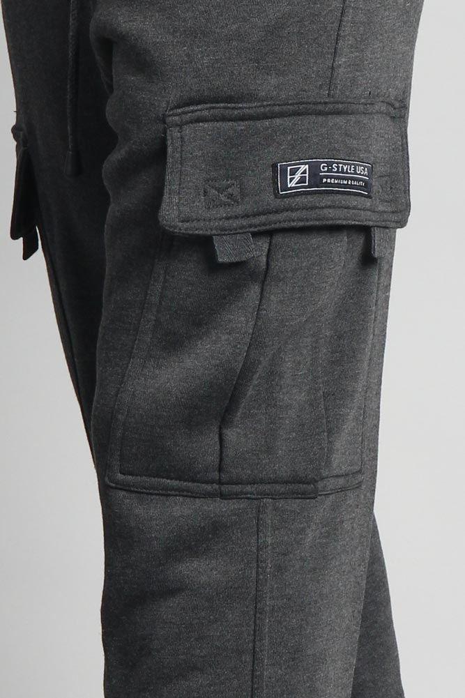Men's Solid Fleece Heavyweight Cargo Sweat Pants – G-Style USA