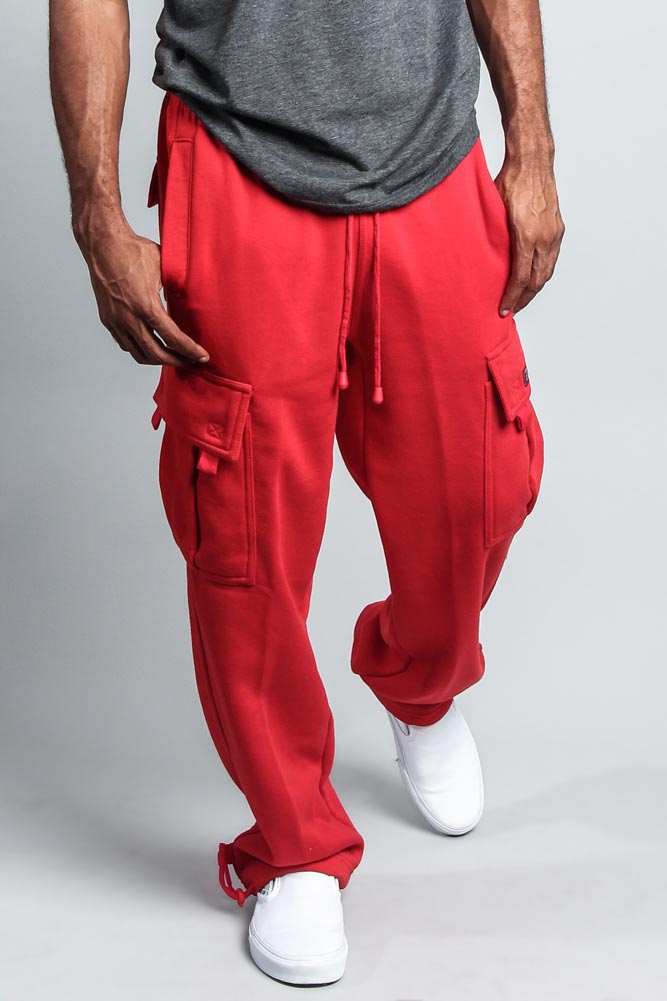 Men's Solid Fleece Heavyweight Cargo Sweat Pants – G-Style USA
