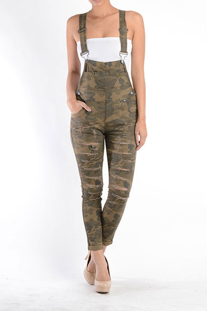 Women's Solid Ripped Skinny Overalls RJHO379 - GStyleUSA.com – G-Style USA