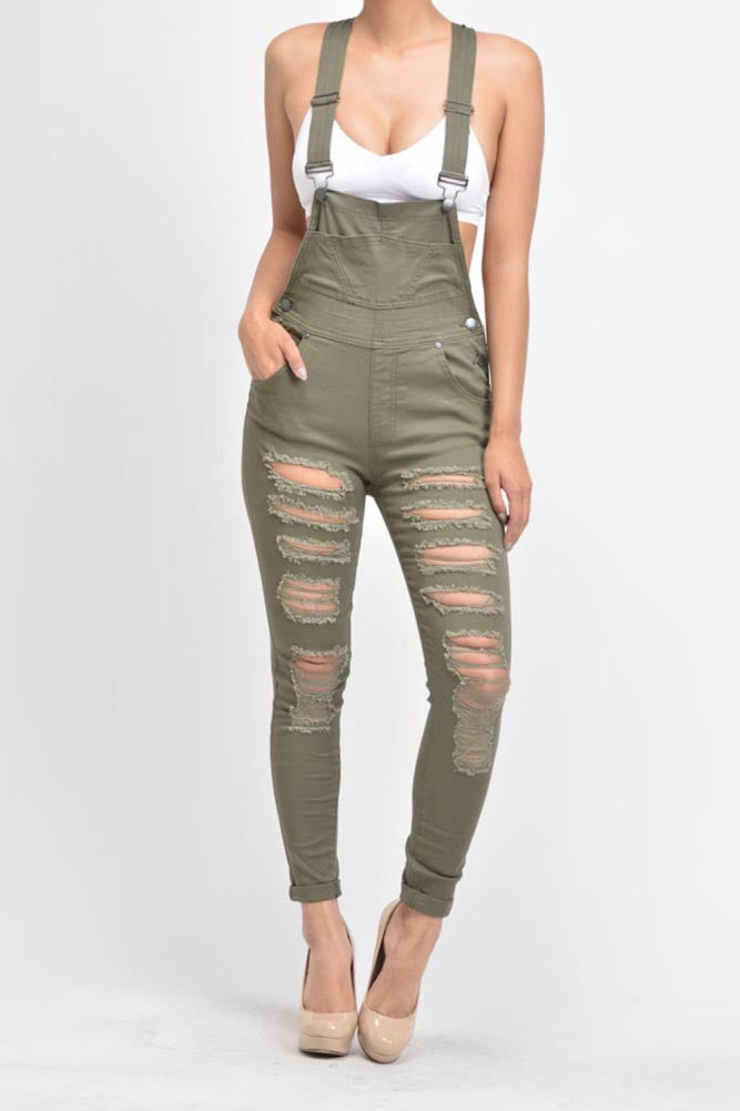 Women's Destroyed Skinny Overalls RJHO424 – G-Style USA