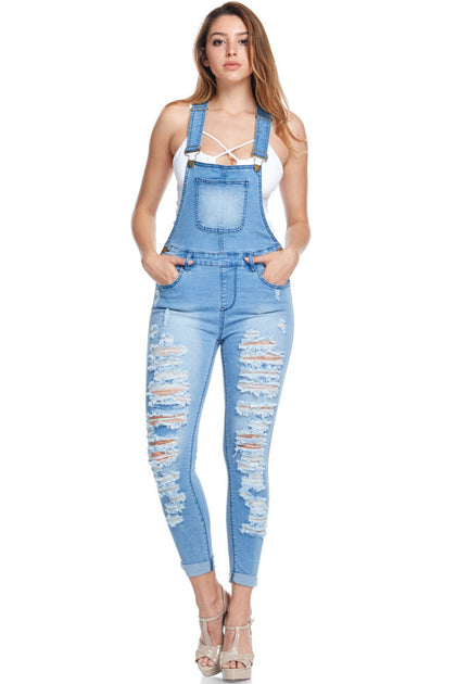 Women's Ripped Up Skinny Overalls – G-Style USA