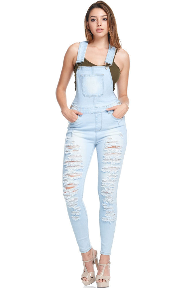 Women's Ripped Up Skinny Overalls – G-Style USA