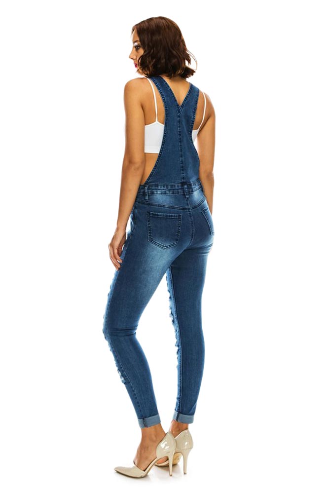Women's Ripped Up Skinny Overalls – G-Style USA