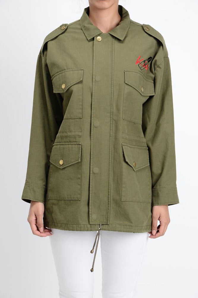 Women's Embroidered Military Jacket – G-Style USA