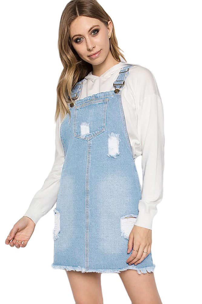 Destroyed Denim Overall Dress – G-Style USA