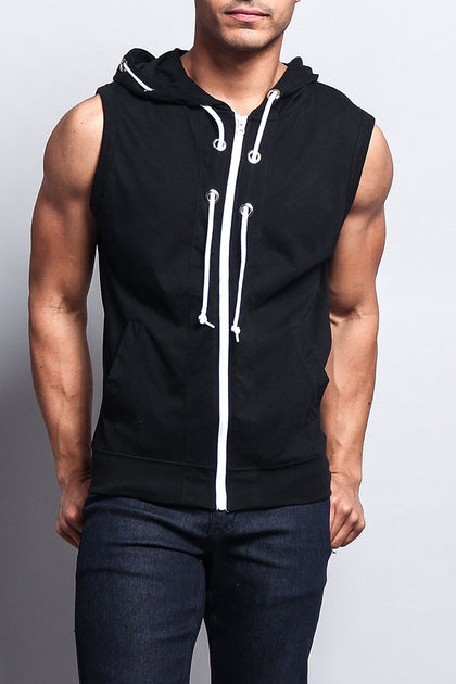 Eyelet Sleeveless Contrast Hoodie SL888 - GStyleUSA.com – G-Style USA