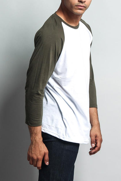 Men's Baseball T-Shirt (White/Olive) – G-Style USA