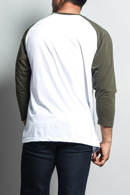 Men's Baseball T-Shirt (White/Olive) – G-Style USA