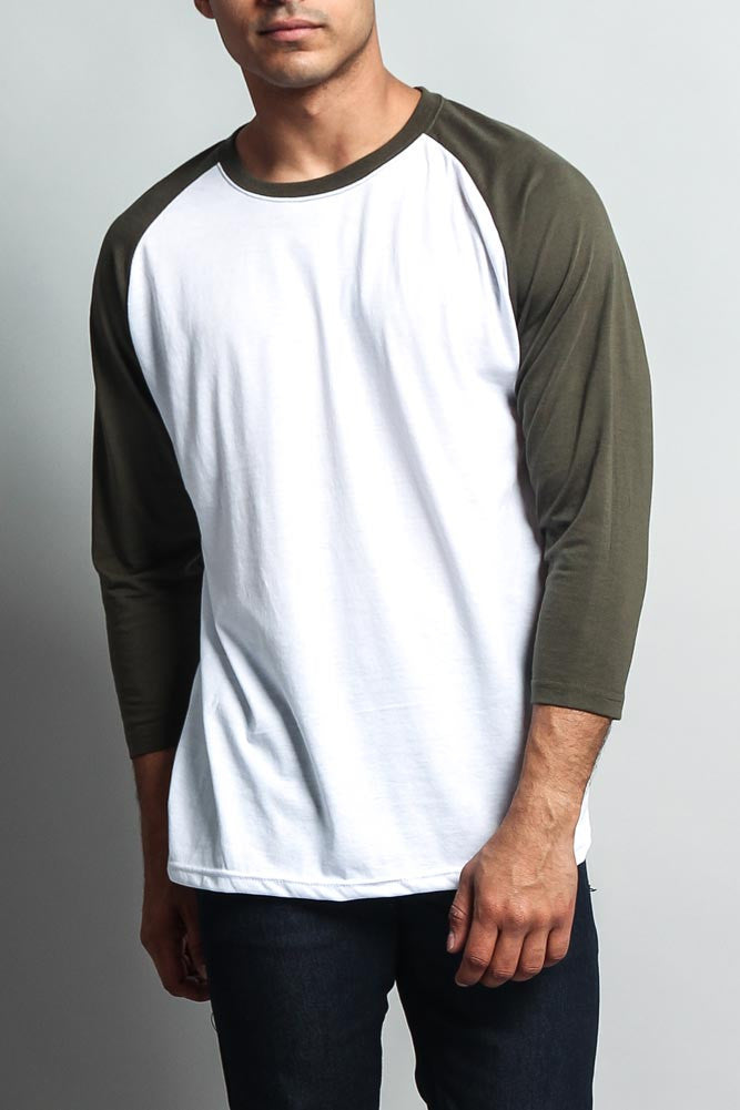 Men's Baseball T-Shirt (White/Olive) – G-Style USA